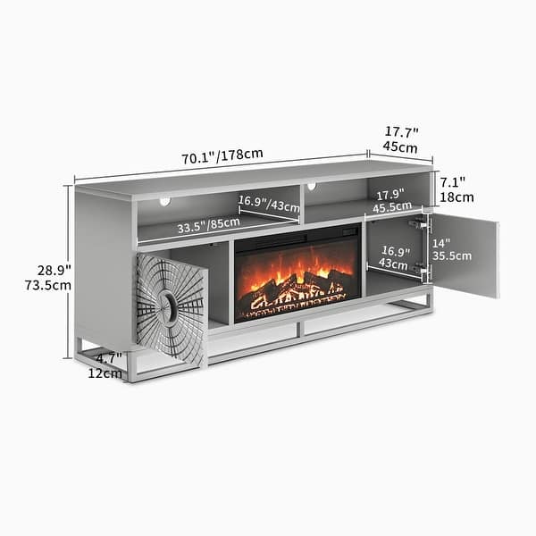 Moasis 70" Wide Mid-Century Modern TV Stand with 30" Electric Fireplace - Bed Bath & Beyond ...